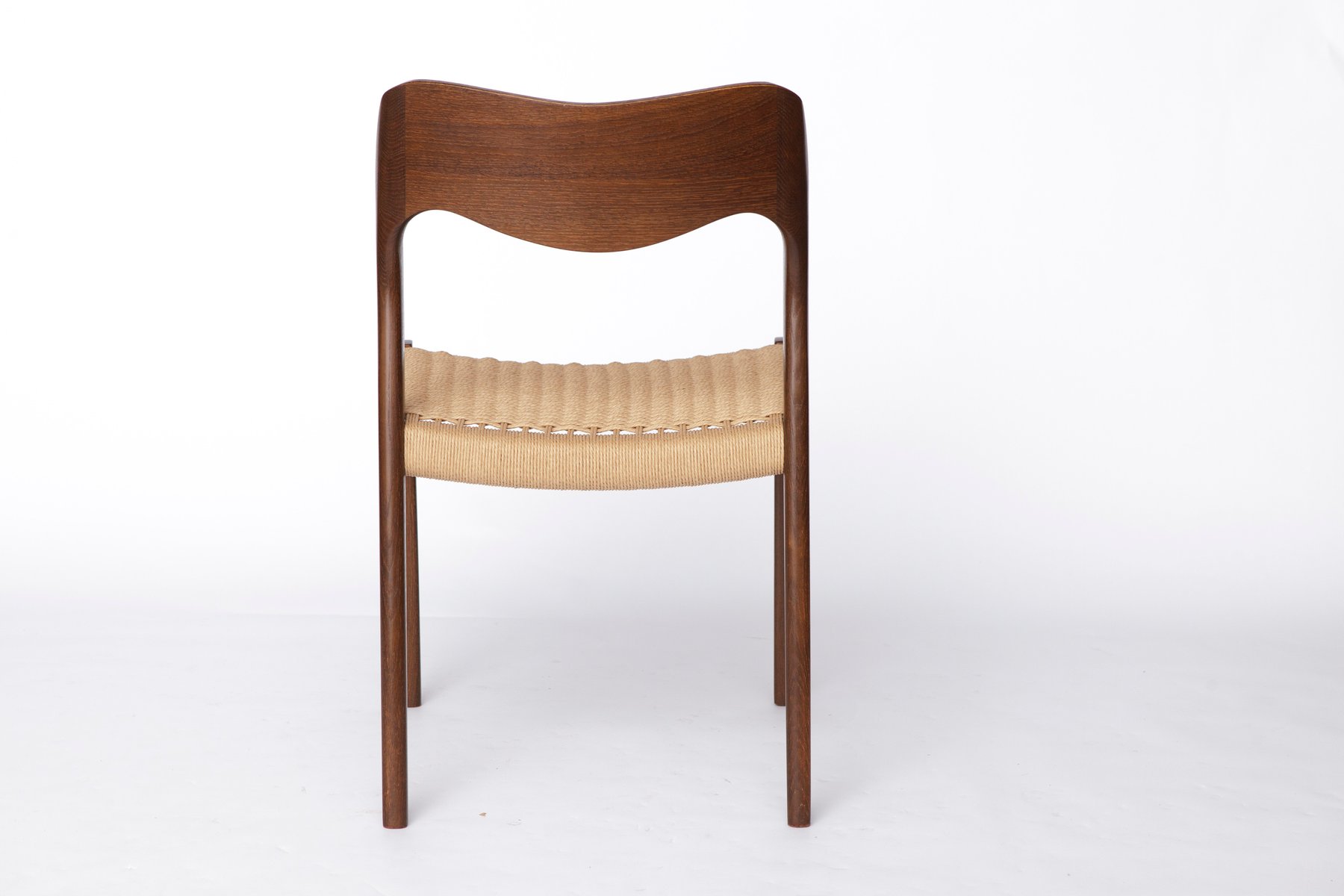 Mid-Century Danish Model 71 Chair in Dark Oak and Cord by Niels Otto (N ...
