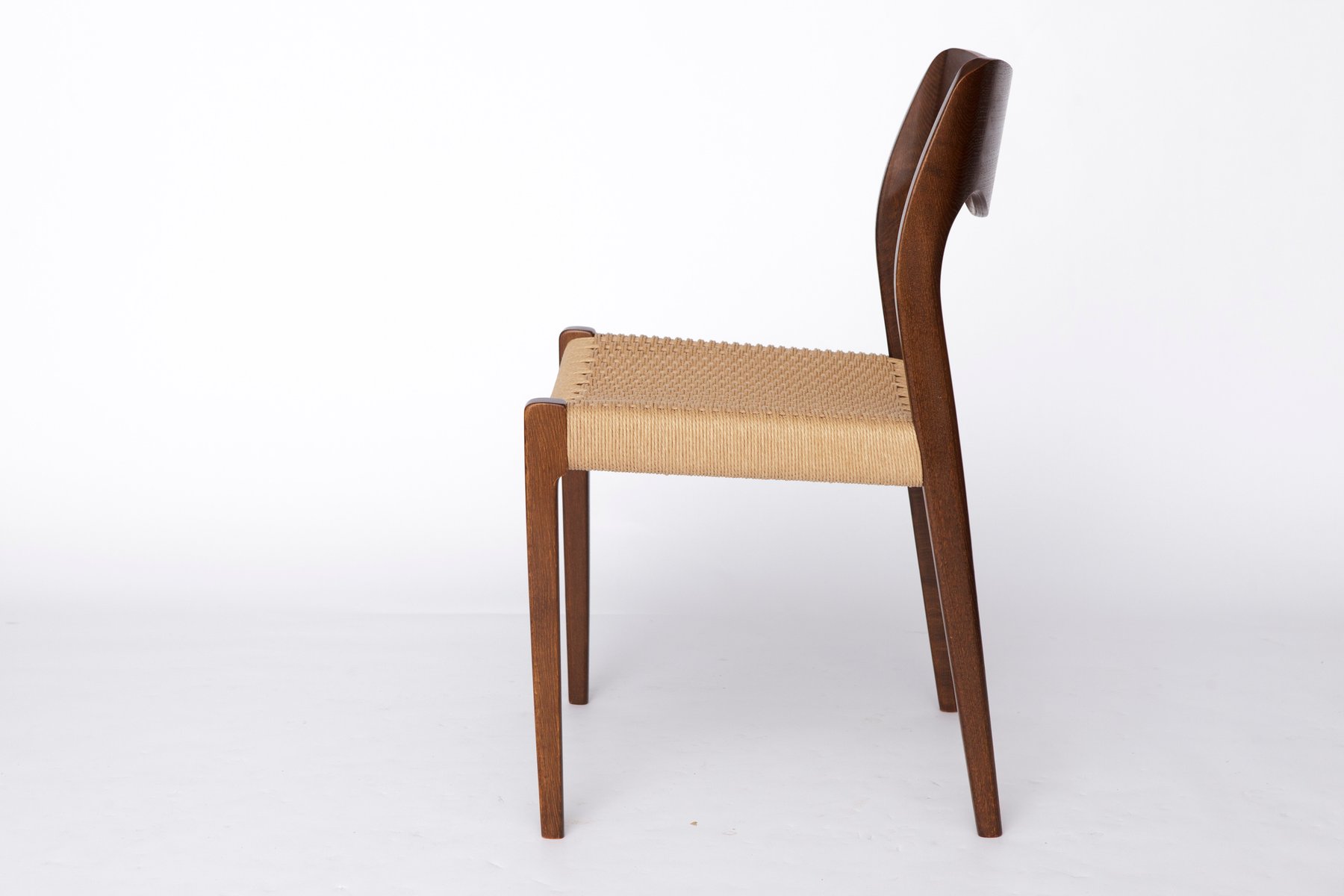 Mid-Century Danish Model 71 Chair in Dark Oak and Cord by Niels Otto (N ...