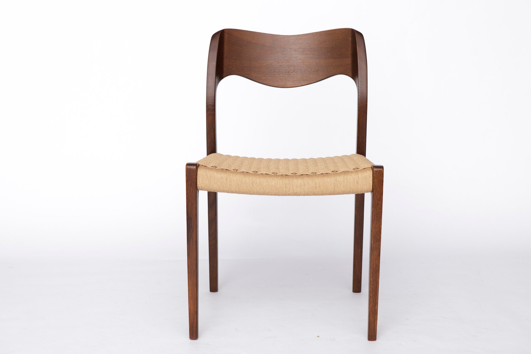 Mid-Century Danish Model 71 Chair in Dark Oak and Cord by Niels Otto (N ...