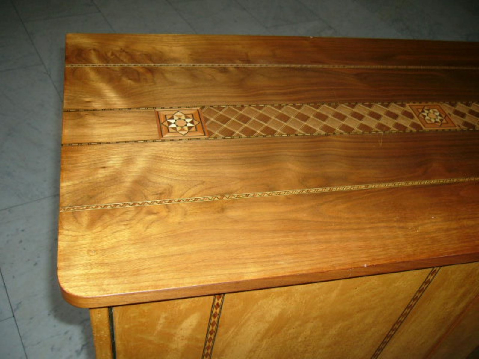 Small Cabinet in Birds-Eye Maple with Inlays and Painted Doors, 1950s ...