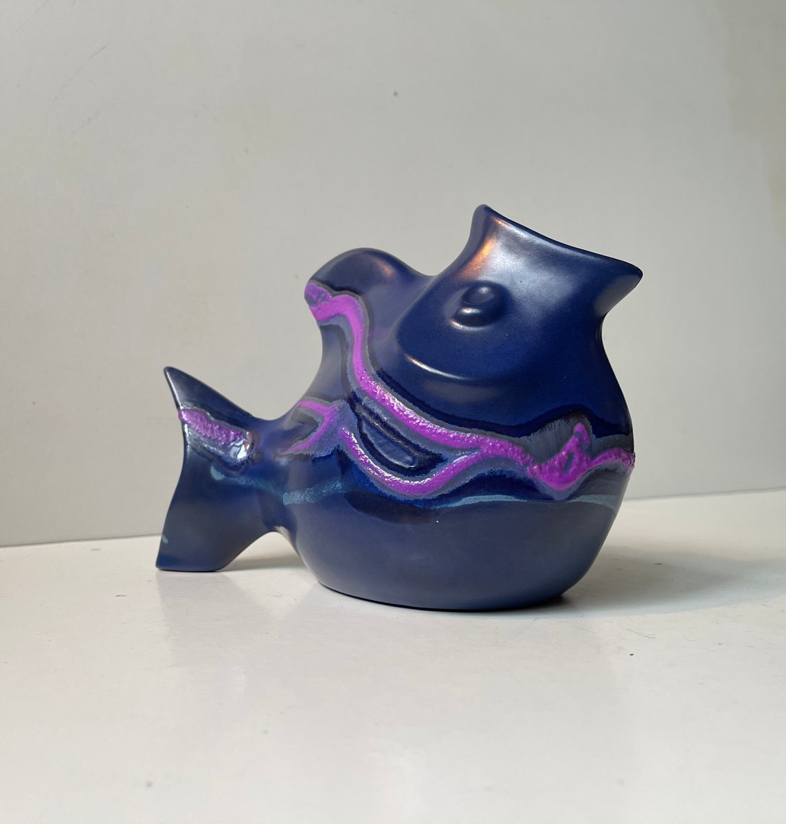 Danish Modern Glazed Ceramic Fish Money Bank by Robert Manz for ...