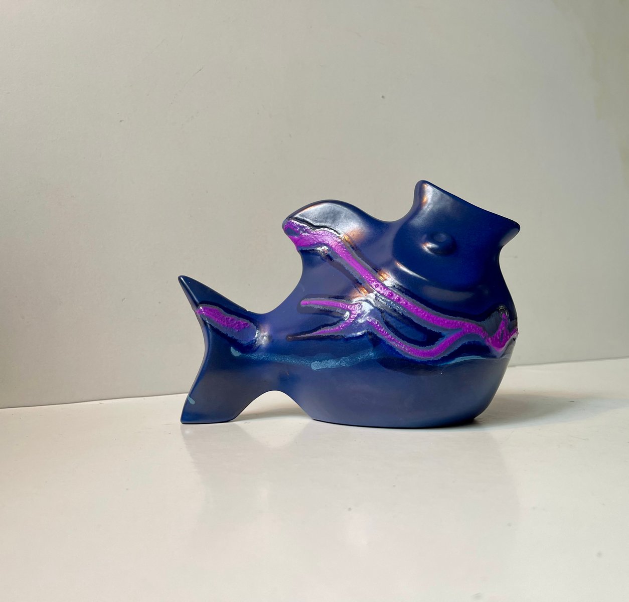 Danish Modern Glazed Ceramic Fish Money Bank by Robert Manz for ...