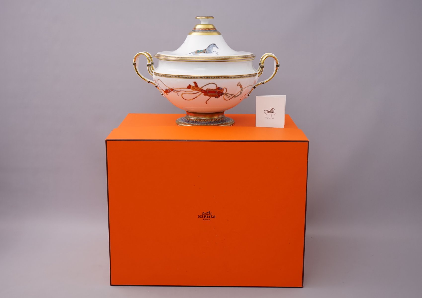 Cheval Dorient Soup Bowl, Tureen, or Dish with Box from Hermes Paris ...
