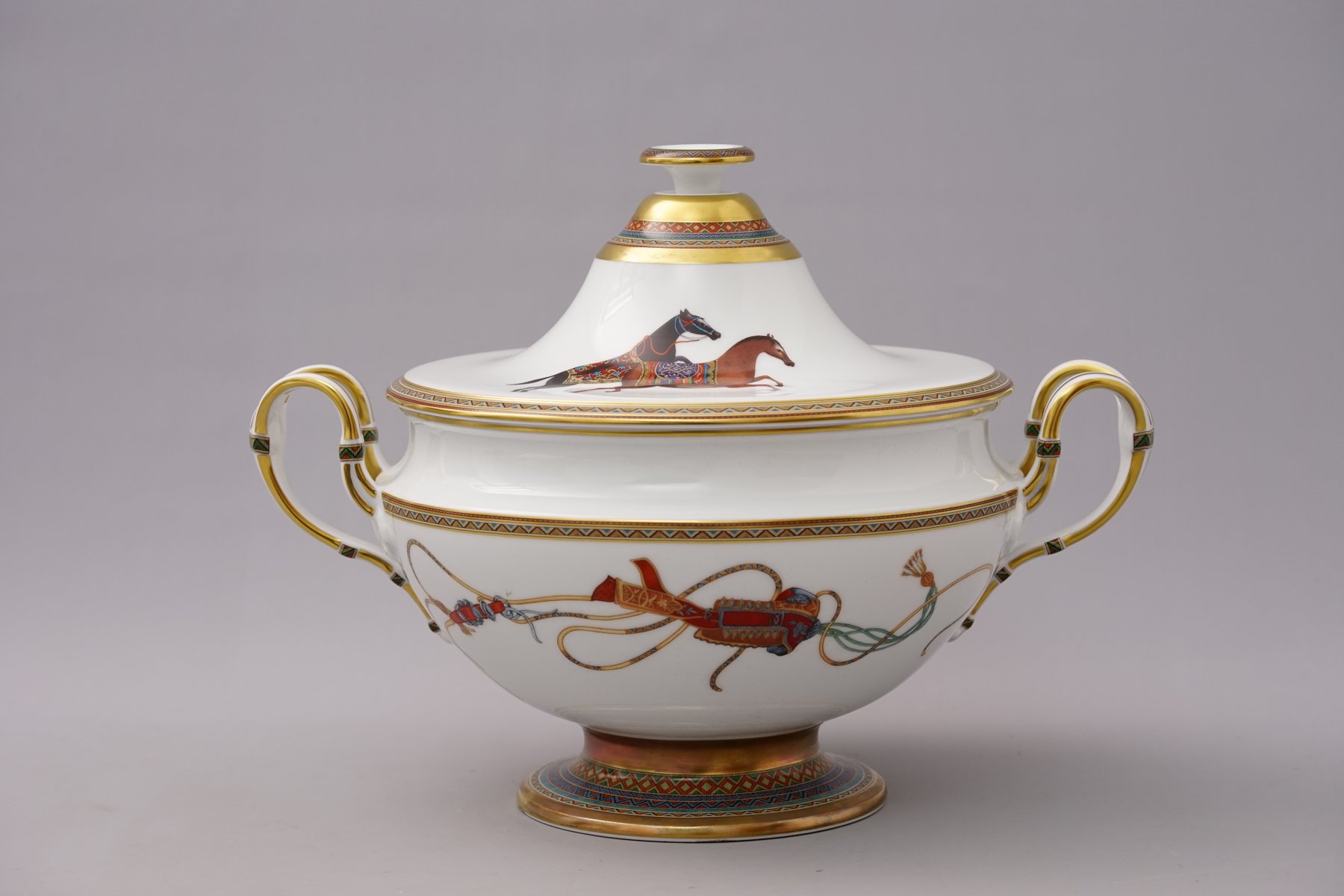 Cheval Dorient Soup Bowl, Tureen, or Dish with Box from Hermes Paris ...
