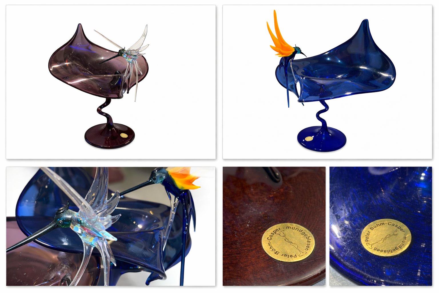 Glass Hummingbird by Peter Böhm for Casper, 1970s, Set of 2 for sale at ...
