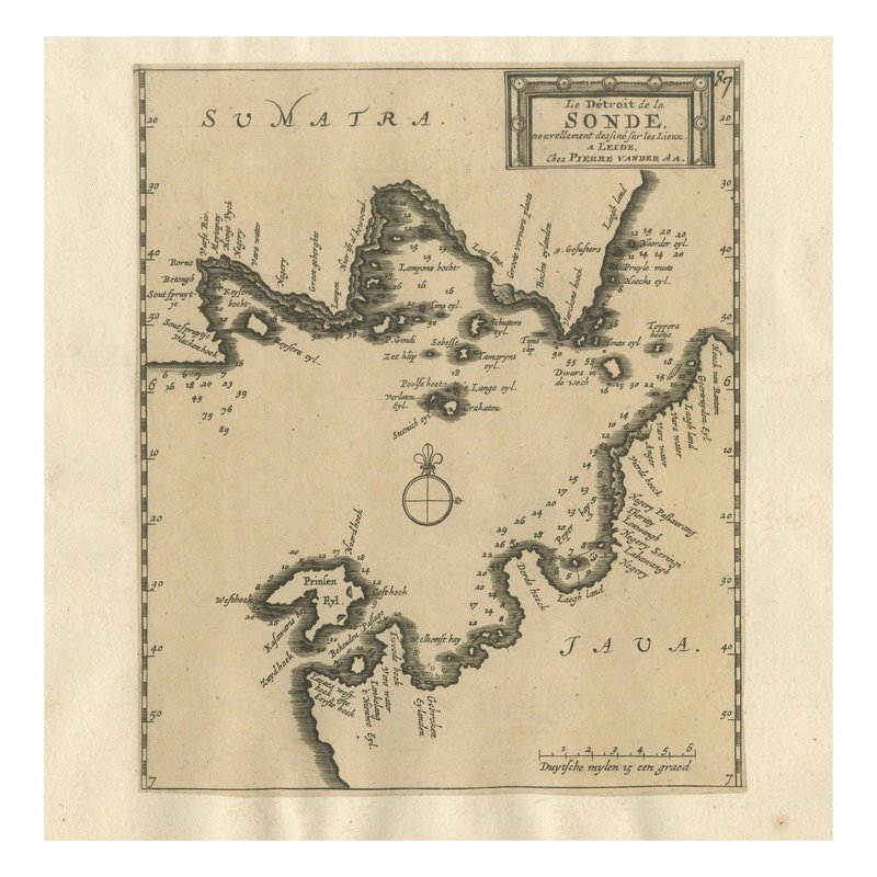 Sunda Strait Sea Chart, Sumatra and Java, Dutch Engraving c.1700 for ...
