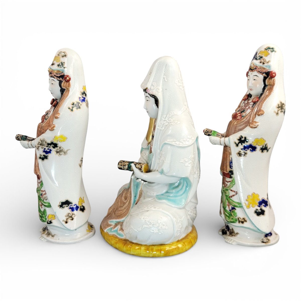 Japanese Kutani Porcelain Buddhist Triad of Kannon, 1800s for sale at ...
