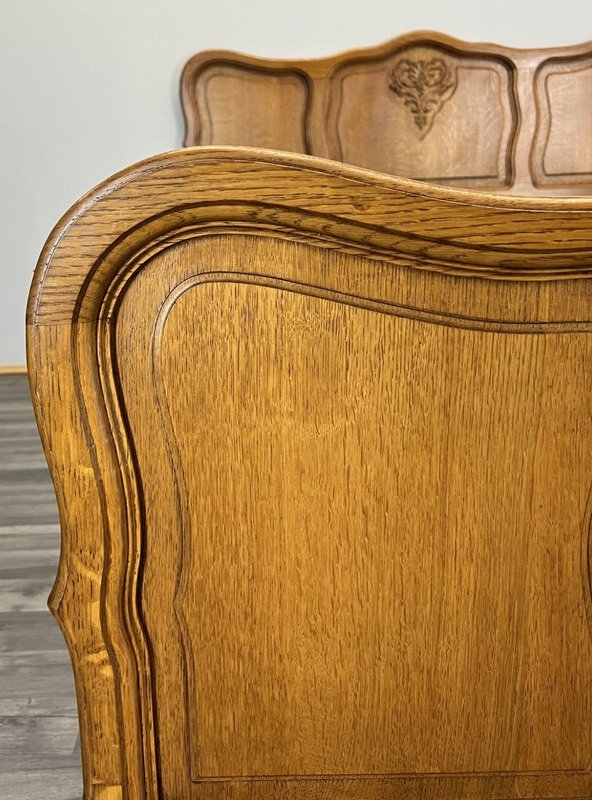 Vintage French Louis XVI Double Bed Frame in Oak for sale at Pamono