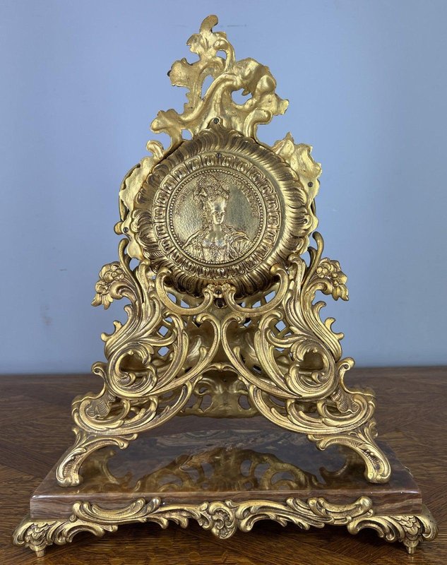 Vintage French Rococo Louis XV Style Revival Gilt Metal Mantel Clock ...