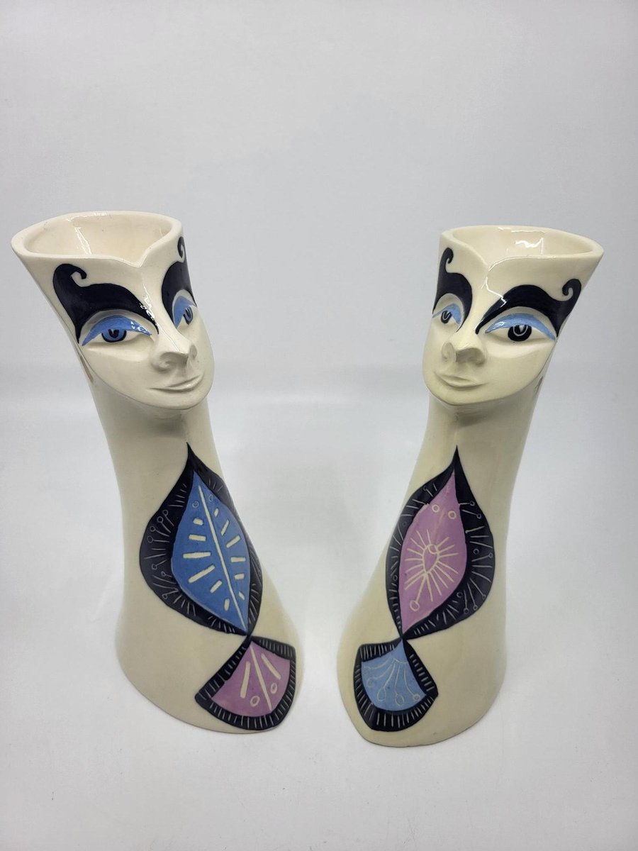 Vintage French Anthropomorphic Vases by Gabrielle Mackiewicz, 1970, Set ...