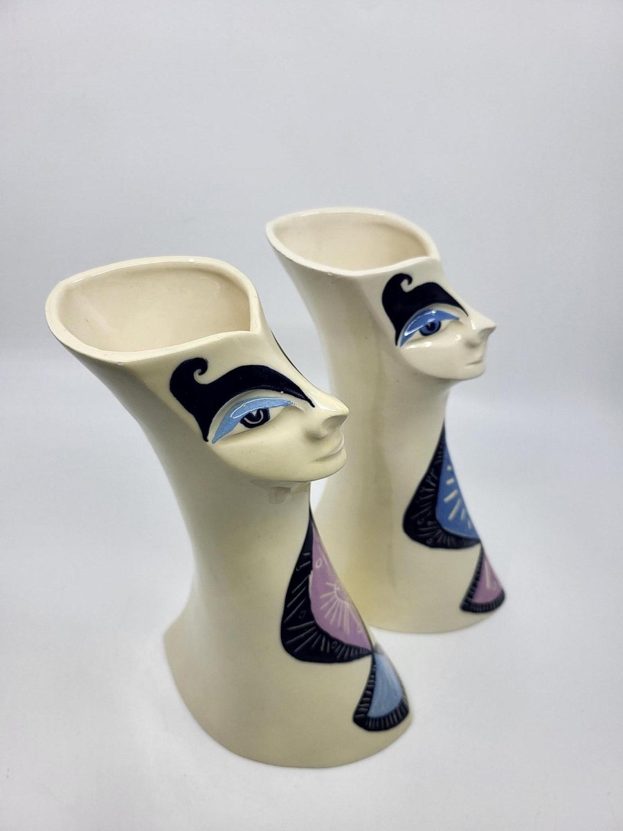 Vintage French Anthropomorphic Vases by Gabrielle Mackiewicz, 1970, Set ...