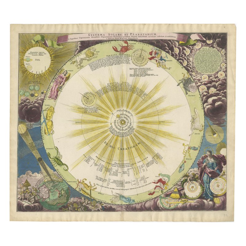 Baroque Solar System and Zodiac Map, 1742 for sale at Pamono