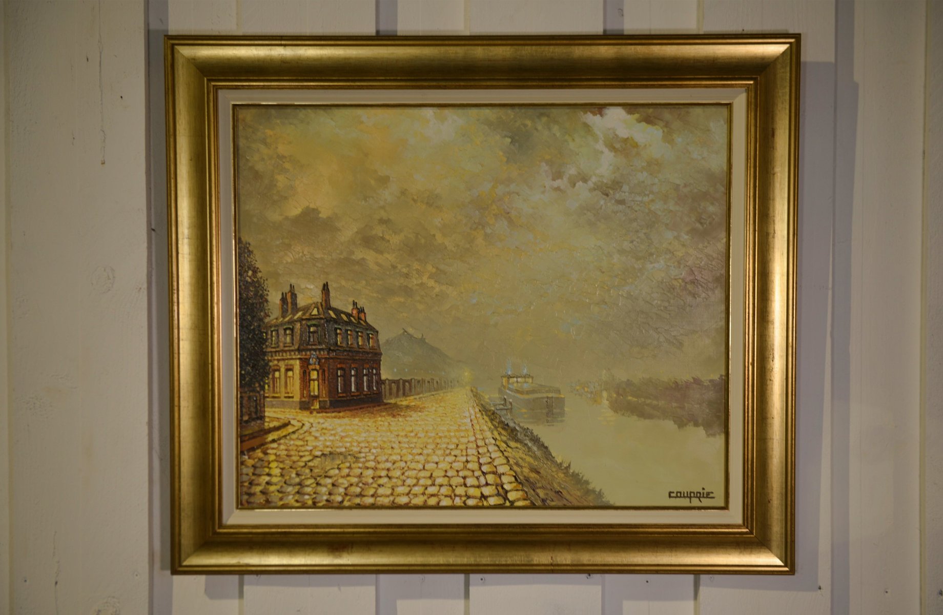 Jean-Pierre Couprie, Walking Along the Canal, 1980s, Canvas & Paint for ...