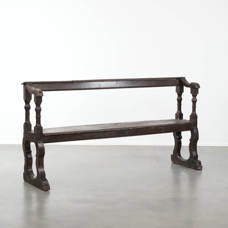 Antique English Hall Bench in Oak, 1800s for sale at Pamono