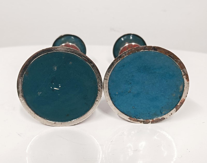 Portacandele antichi in cloisonné e smalto, XIX secolo, Cina, set di 2 ...