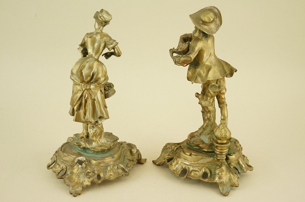 20th Century Mercury-Gilded Bronze Sculptures of Lady and Dandy, France ...