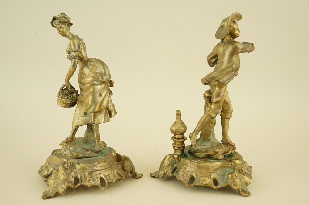 20th Century Mercury-Gilded Bronze Sculptures of Lady and Dandy, France ...