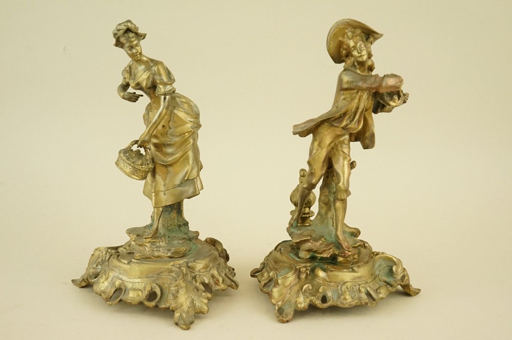 20th Century Mercury-Gilded Bronze Sculptures of Lady and Dandy, France ...