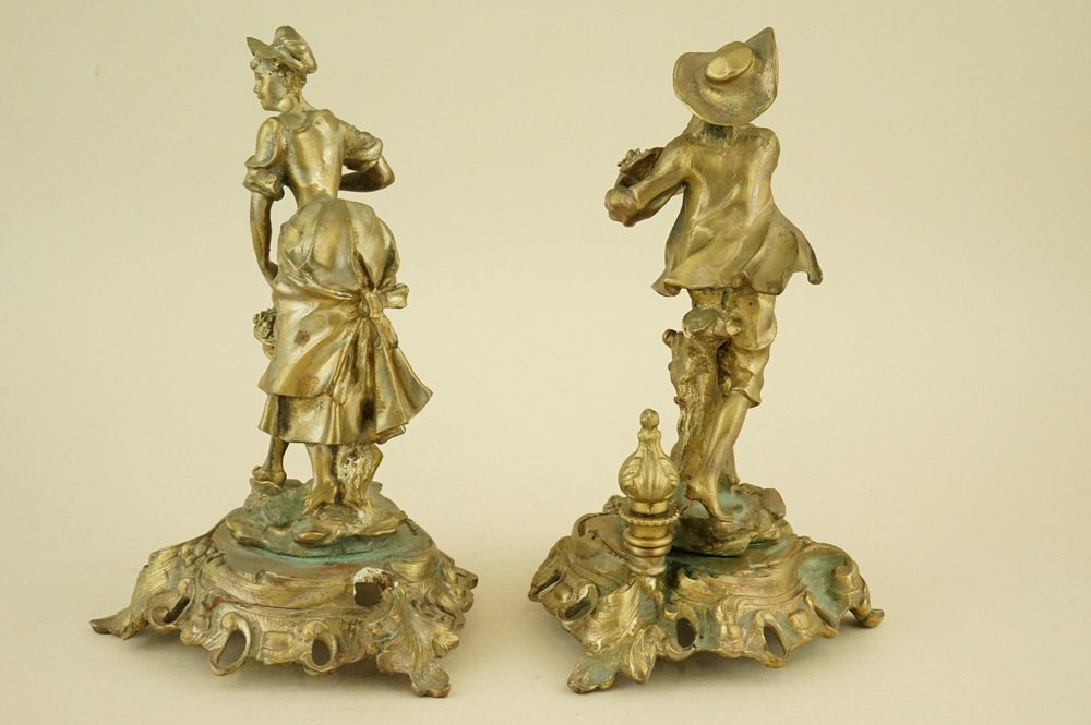 20th Century Mercury-Gilded Bronze Sculptures of Lady and Dandy, France ...