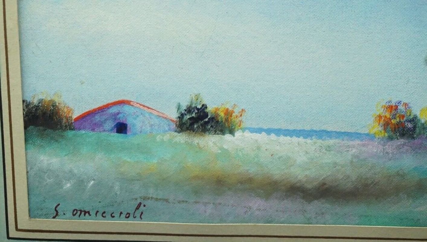 Giovanni Omiccioli, Fregene Beach with Huts, 20th Century, Oil Painting ...