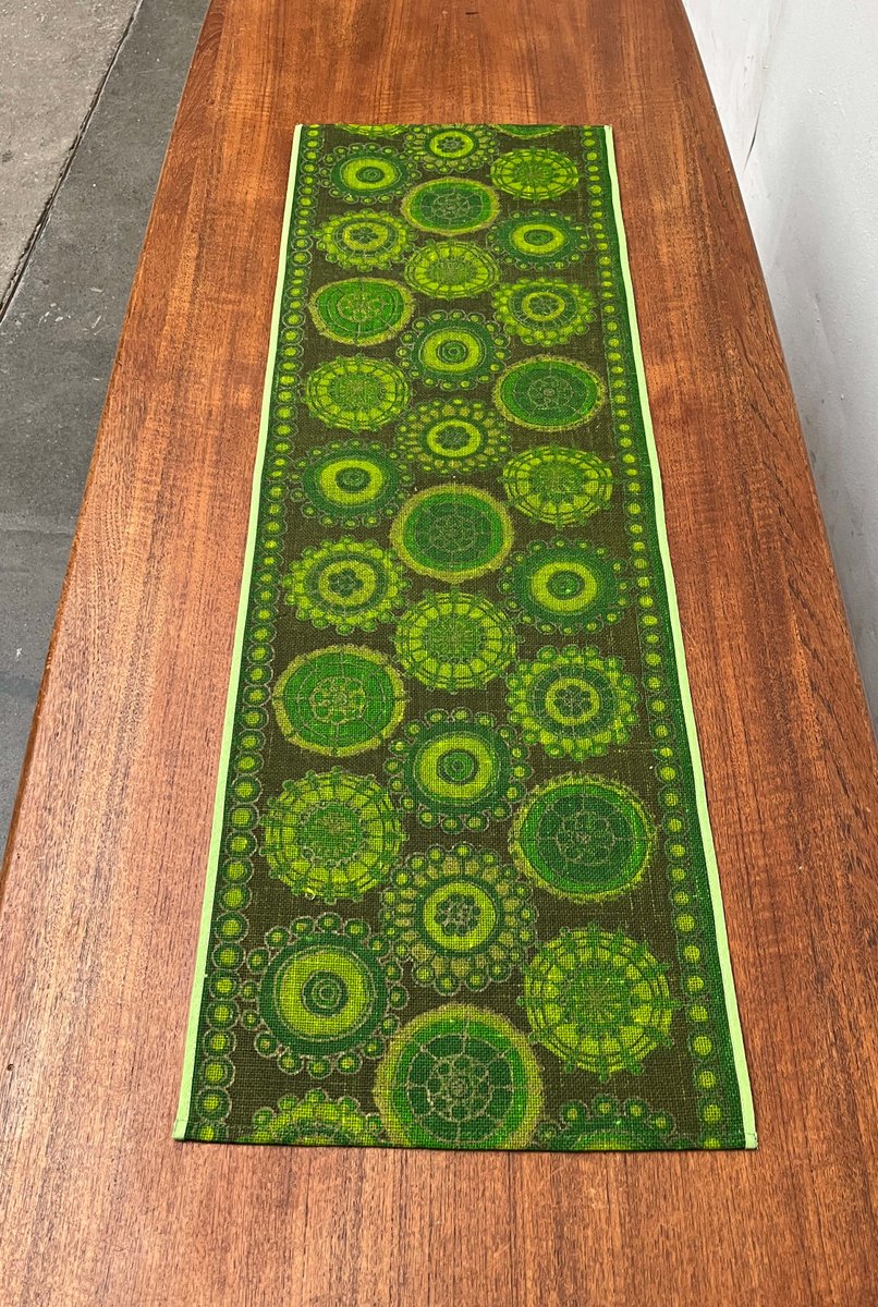 Mid-Century Modern Danish Decorative Linen Table Cloth Runner, 1960s ...