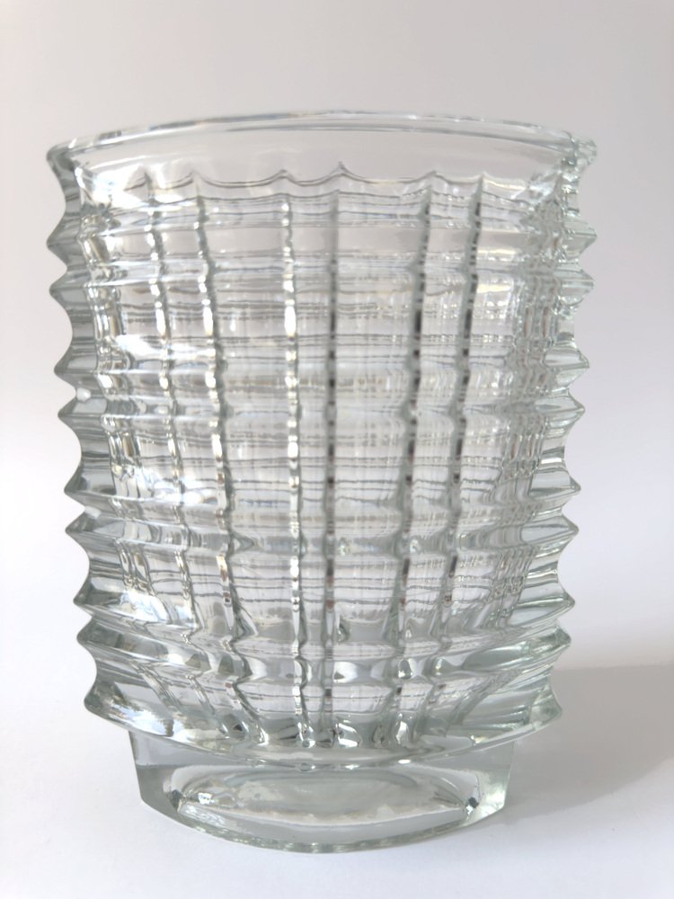 Optical Clear Glass Vase by Jan Sylwester Drost for HSG Ząbkowice ...