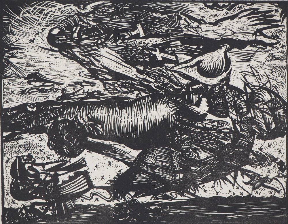 Yves Doaré, An Angel Passes By, Original Linocut for sale at Pamono