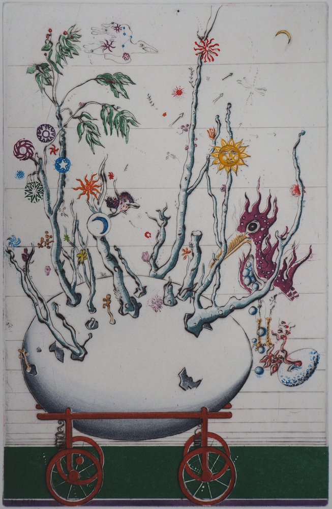 Mordecaï Moreh, L'uovo, incisione a colori in vendita su Pamono