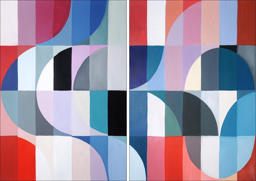 Natalia Roman, Solar Eclipse in La Condesa, Red, Mauve Tones Diptych ...