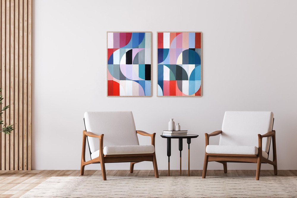 Natalia Roman, Solar Eclipse in La Condesa, Red, Mauve Tones Diptych ...