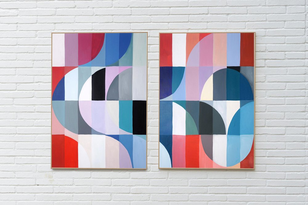 Natalia Roman, Solar Eclipse in La Condesa, Red, Mauve Tones Diptych ...