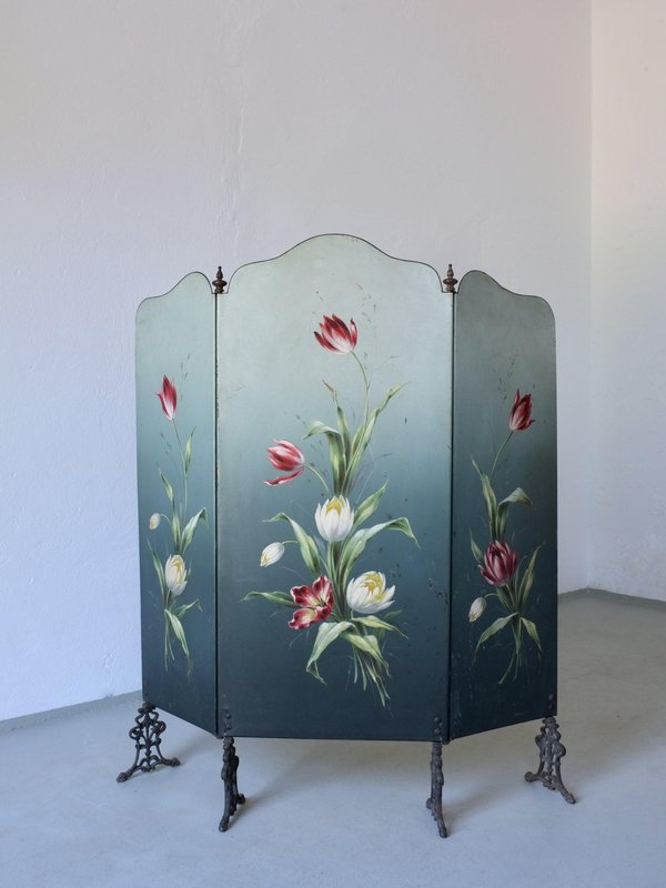 Art Nouveau Hand-Painted Fireplace Screen, 1920s for sale at Pamono