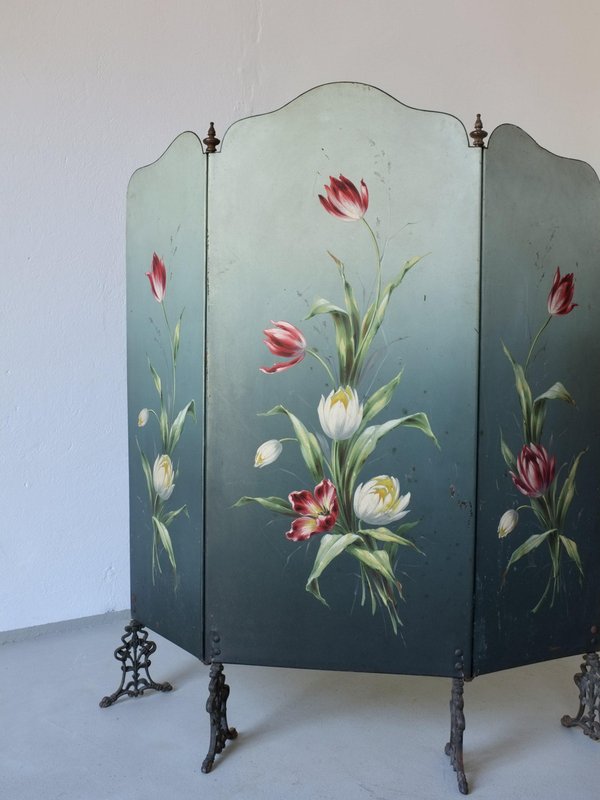 Art Nouveau Hand-Painted Fireplace Screen, 1920s for sale at Pamono