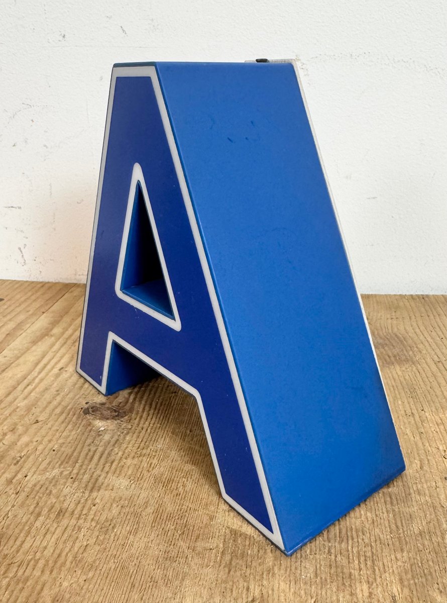 Vintage Blue Plastic Illuminated Letter A, 1970s for sale at Pamono