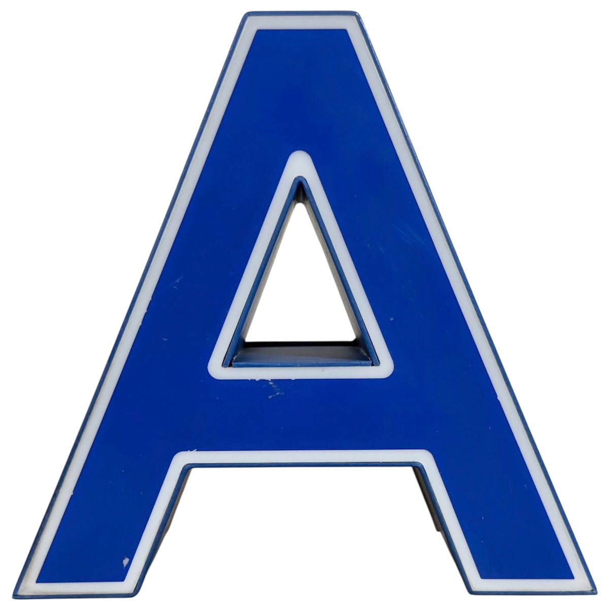 Vintage Blue Plastic Illuminated Letter A, 1970s for sale at Pamono