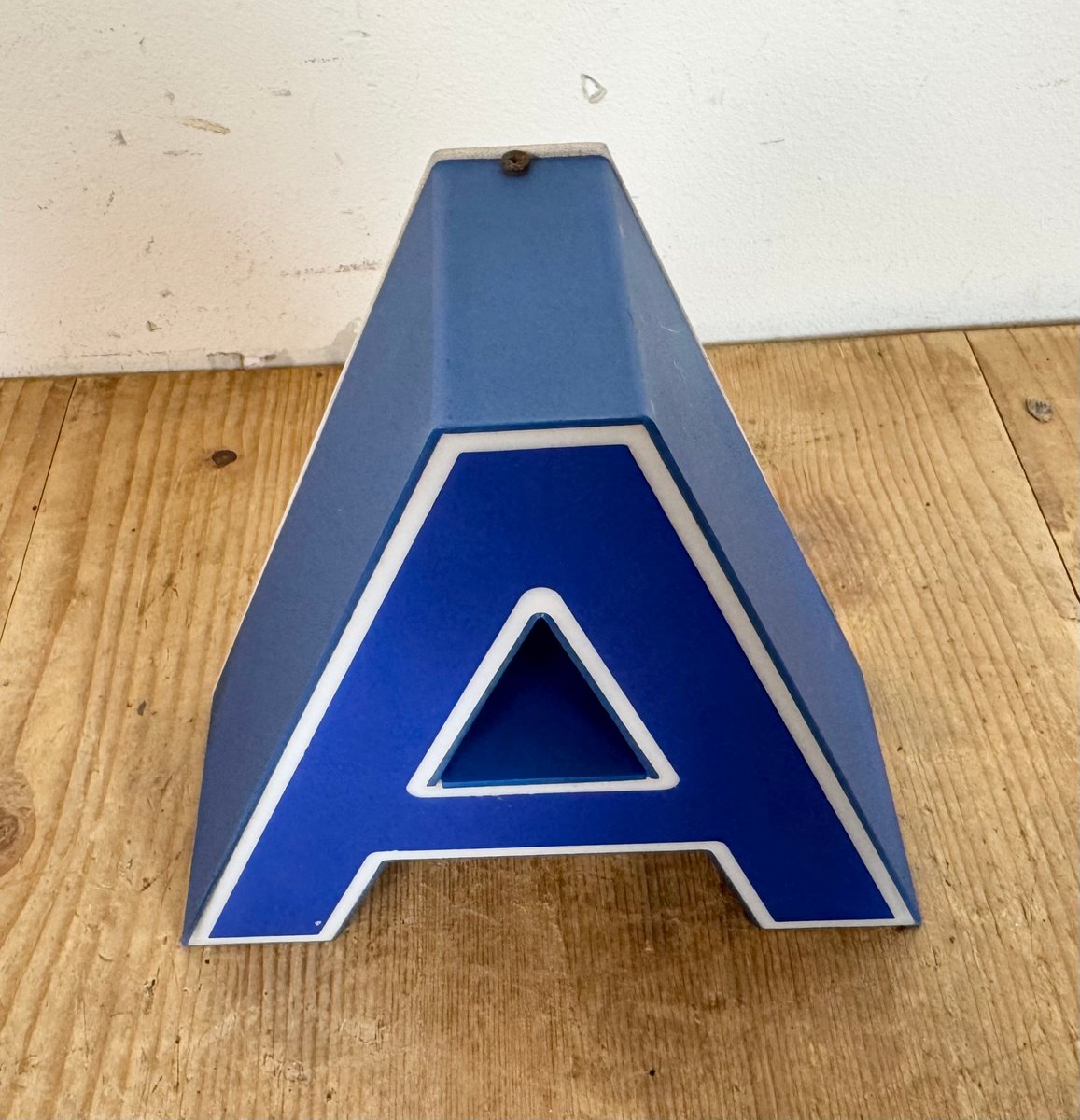 Vintage Blue Plastic Illuminated Letter A, 1970s for sale at Pamono