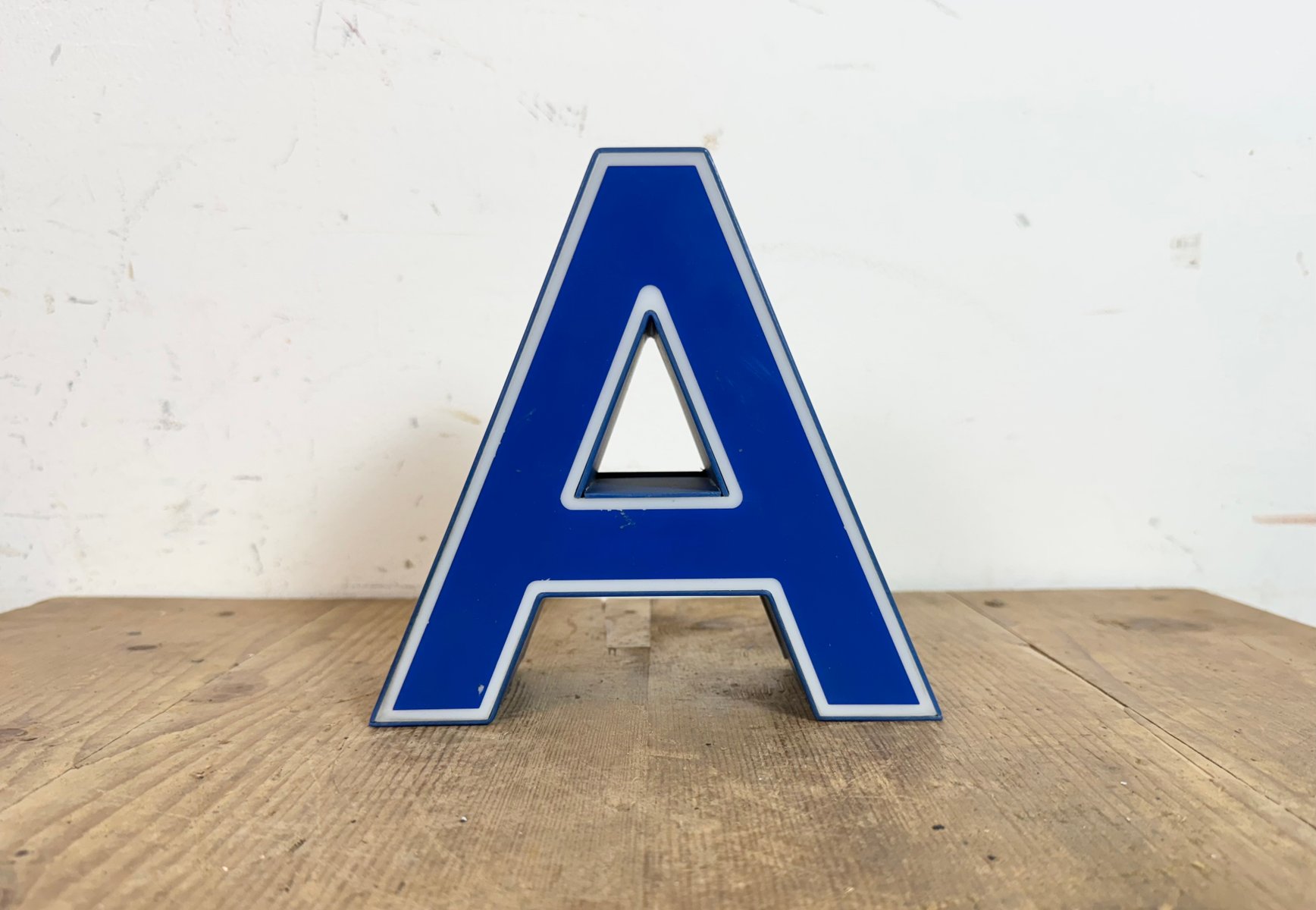 Vintage Blue Plastic Illuminated Letter A, 1970s for sale at Pamono