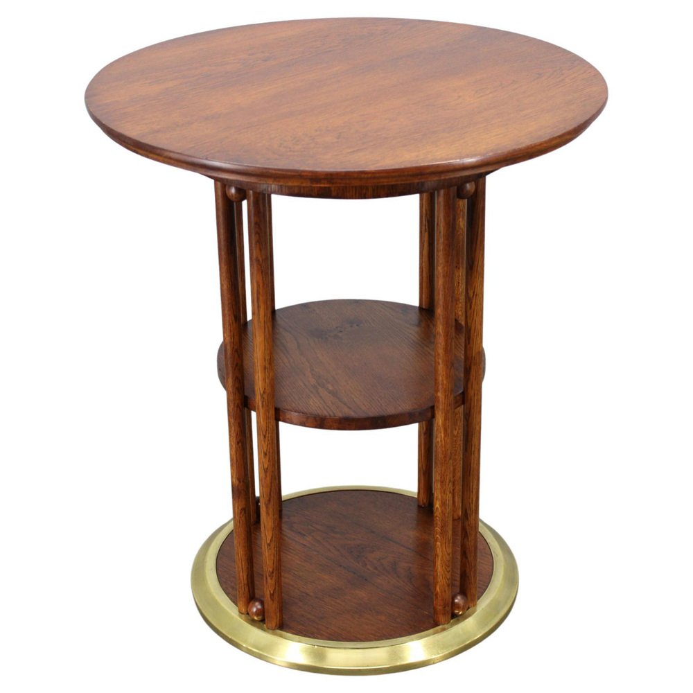 Table Basse Vienna Secession en Chêne et Laiton attribuée à Josef ...