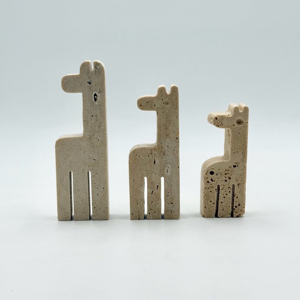 Vintage Italian Zoomorphic Sculptures in Travertine Stone, 1970s, Set ...