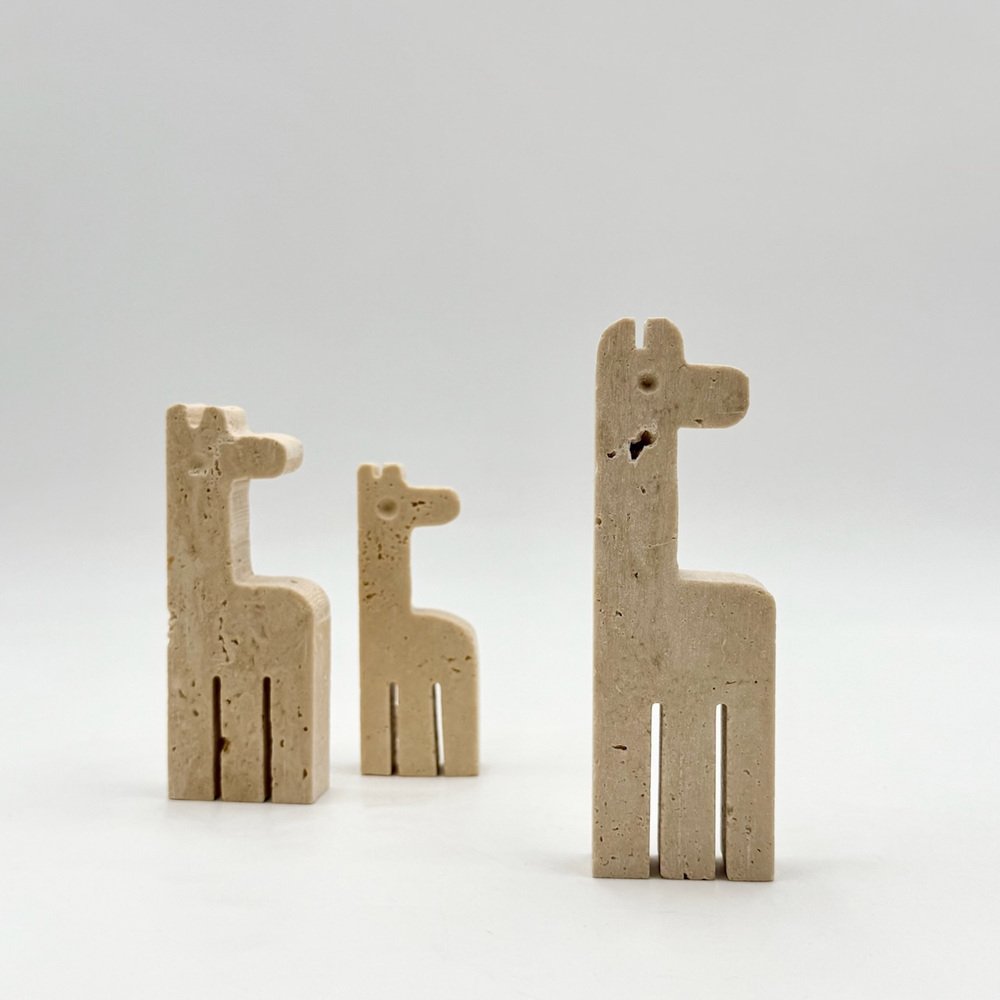 Vintage Italian Zoomorphic Sculptures in Travertine Stone, 1970s, Set ...