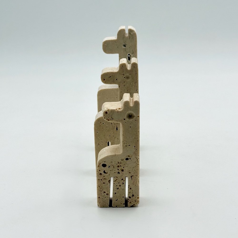 Vintage Italian Zoomorphic Sculptures in Travertine Stone, 1970s, Set ...