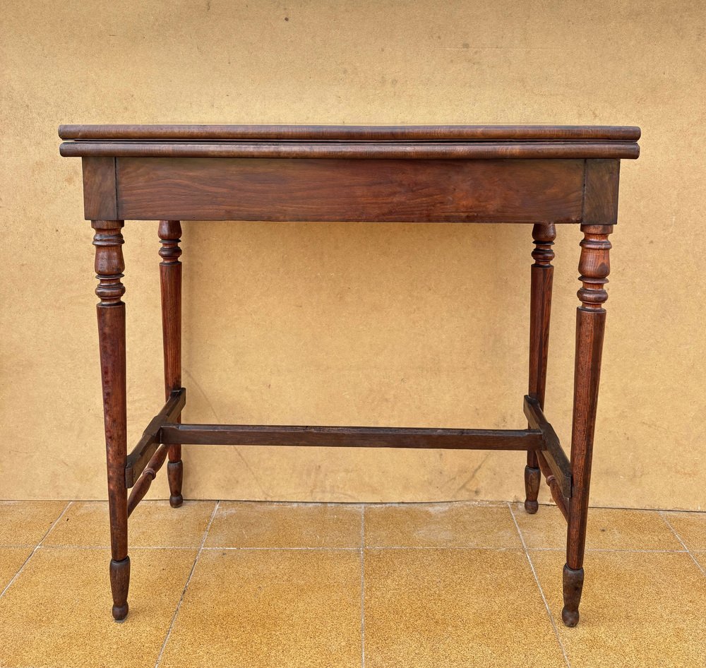 English Oak Games Table with Green Felt Top, 1930s for sale at Pamono