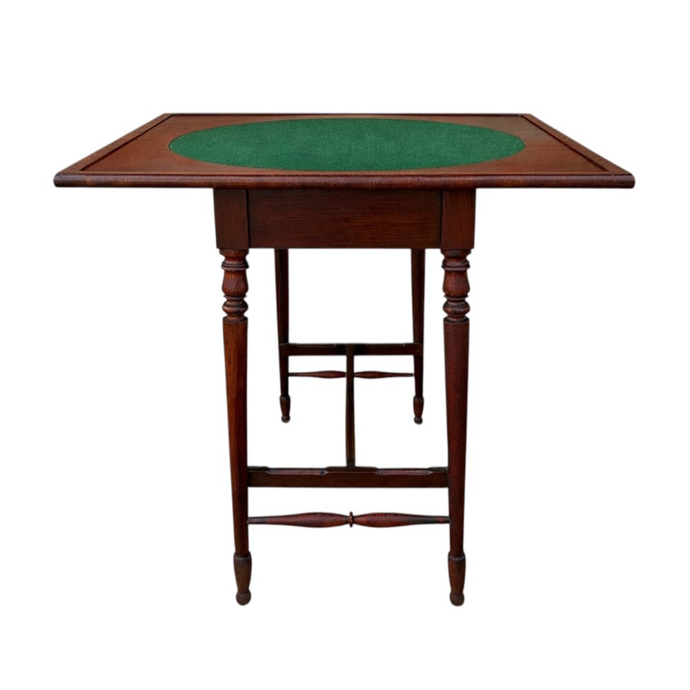 English Oak Games Table with Green Felt Top, 1930s for sale at Pamono