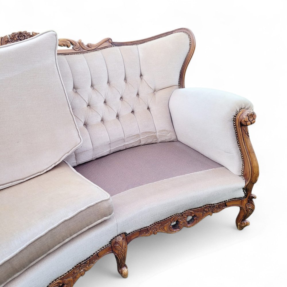 French Louis Philippe Rococo Style Hand-Carved Settee Sofa, Mid-19th ...