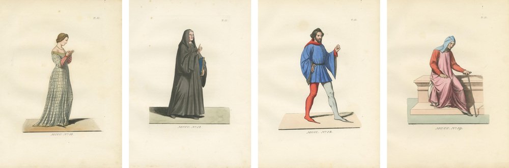 Bonnard, Costume da personaggi medievali e vita quotidiana, Incisioni ...