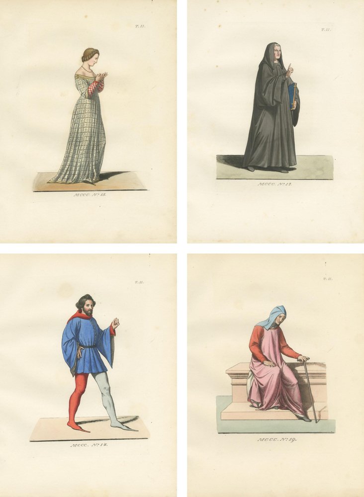 Bonnard, Costume da personaggi medievali e vita quotidiana, Incisioni ...