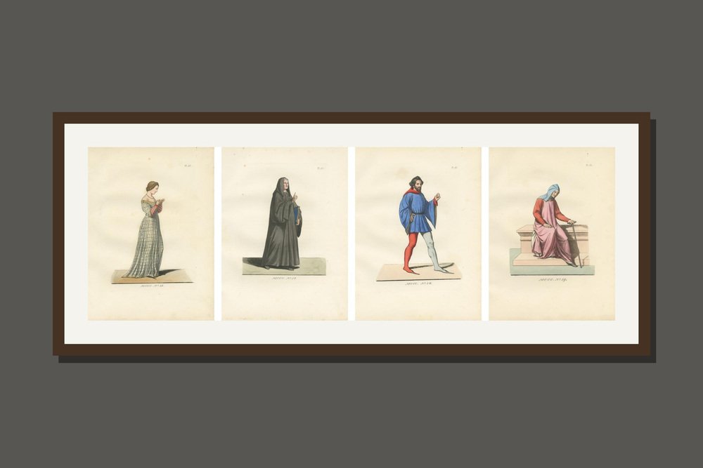 Bonnard, Costume da personaggi medievali e vita quotidiana, Incisioni ...