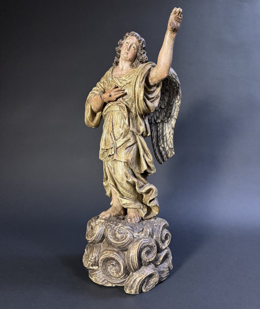 Lombard Artist, Polychrome Sculpture Depicting an Angel, 17th Century ...