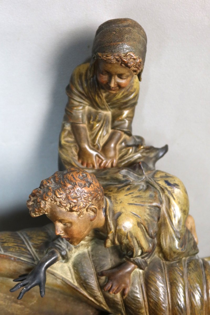 Sculpture en Terre Cuite Formant une Lampe, 1920s-1940s en vente sur Pamono