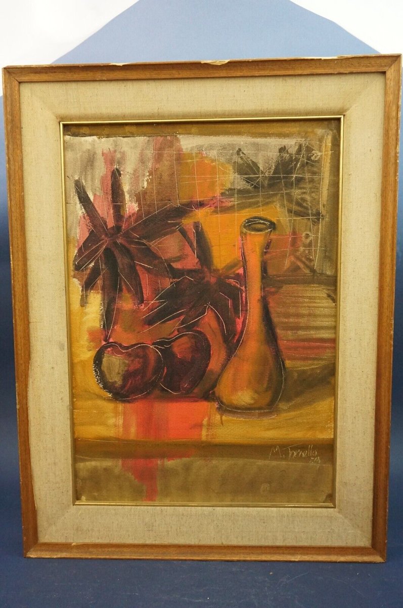 Mario Tornello, Natura morta, XX secolo, Dipinto ad olio su tavola, In ...